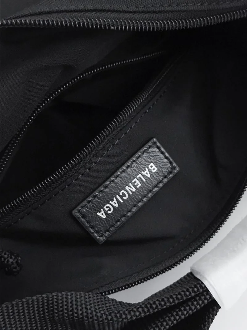 OEM Balenciaga Explorer Black Nylon Shoulder Bag with Logo Patch