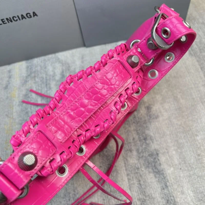 Indistinguishable Balenciaga Fuchsia CrocodileBalenciaga Le Cagole Half Moon Bag