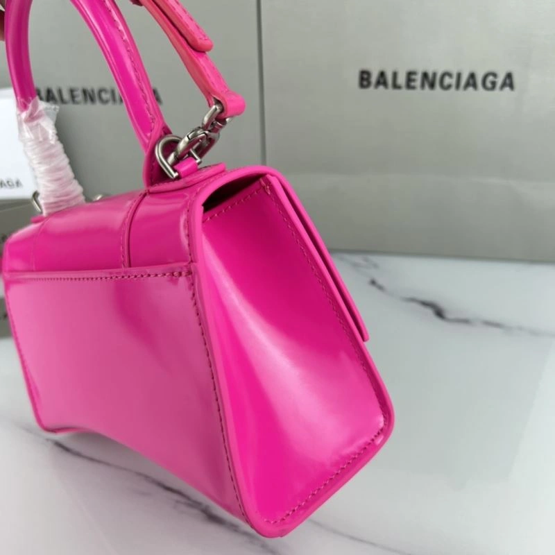 Brand-authenticated Balenciaga Fuchsia Hourglass XS Bag - Balenciagas Iconic Curved Design