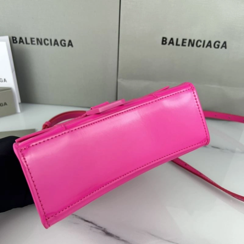 Brand-authenticated Balenciaga Fuchsia Hourglass XS Bag - Balenciagas Iconic Curved Design