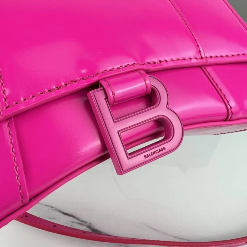 Brand-authenticated Balenciaga Fuchsia Hourglass XS Bag - Balenciagas Iconic Curved Design