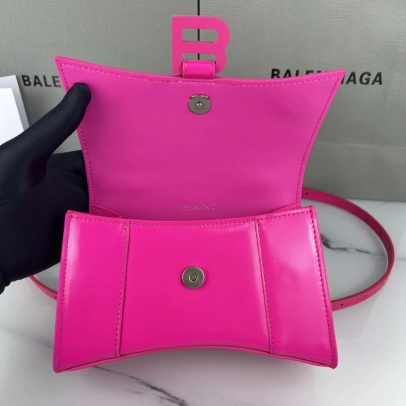 Brand-authenticated Balenciaga Fuchsia Hourglass XS Bag - Balenciagas Iconic Curved Design