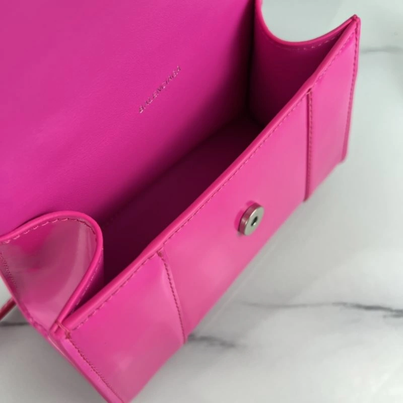 Brand-authenticated Balenciaga Fuchsia Hourglass XS Bag - Balenciagas Iconic Curved Design
