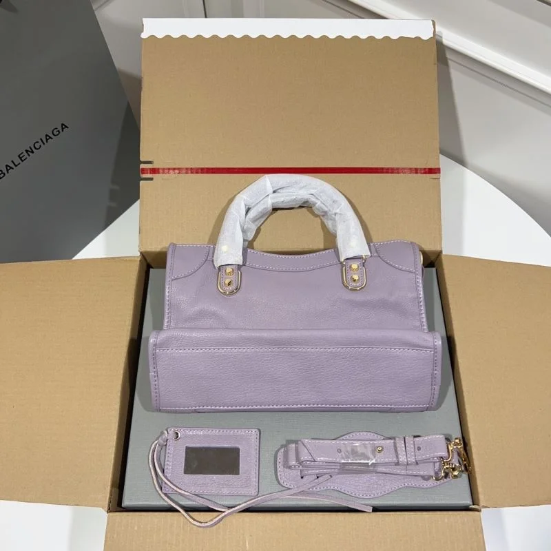 Budget-friendly Balenciaga Goat Leather Motorcycle Bag - Purple Gold Buckle