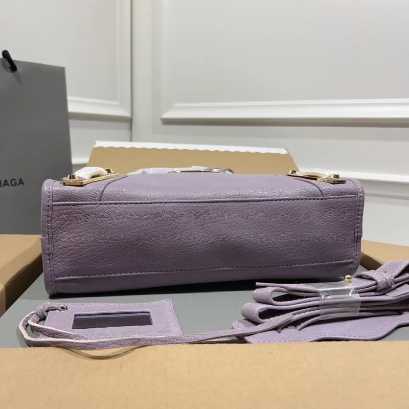 Budget-friendly Balenciaga Goat Leather Motorcycle Bag - Purple Gold Buckle