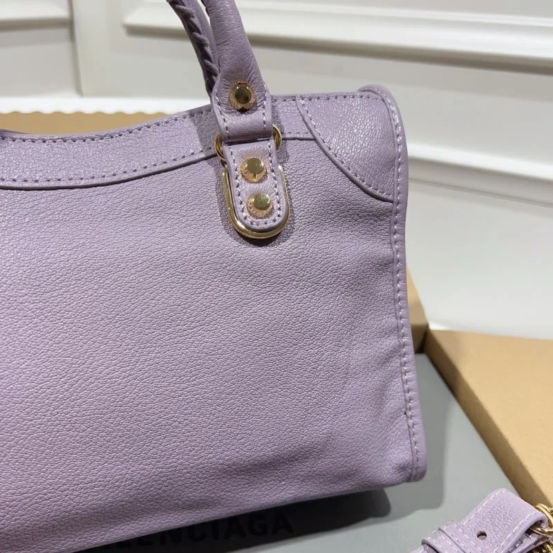 Budget-friendly Balenciaga Goat Leather Motorcycle Bag - Purple Gold Buckle