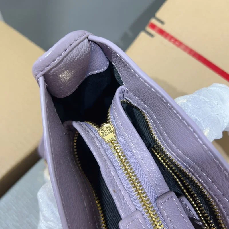 Budget-friendly Balenciaga Goat Leather Motorcycle Bag - Purple Gold Buckle