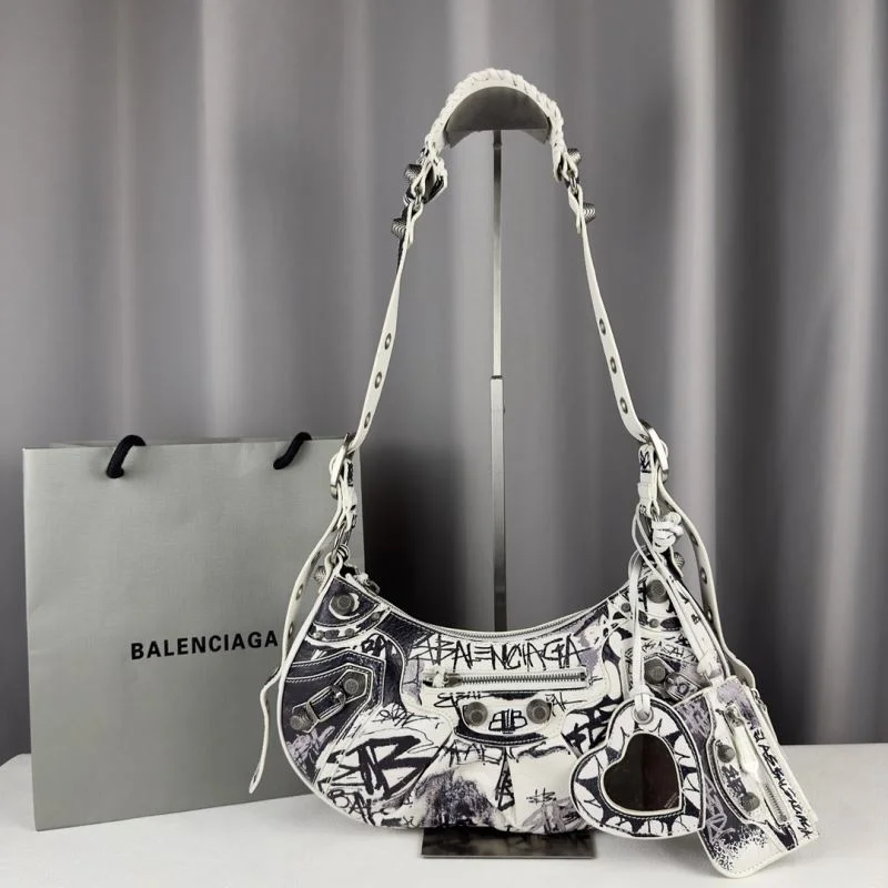 Balenciaga Graffiti Le Cagole Half-Moon Crossbody Bag