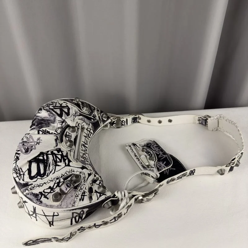 Brand-original Balenciaga Graffiti Le Cagole Half-Moon Crossbody Bag