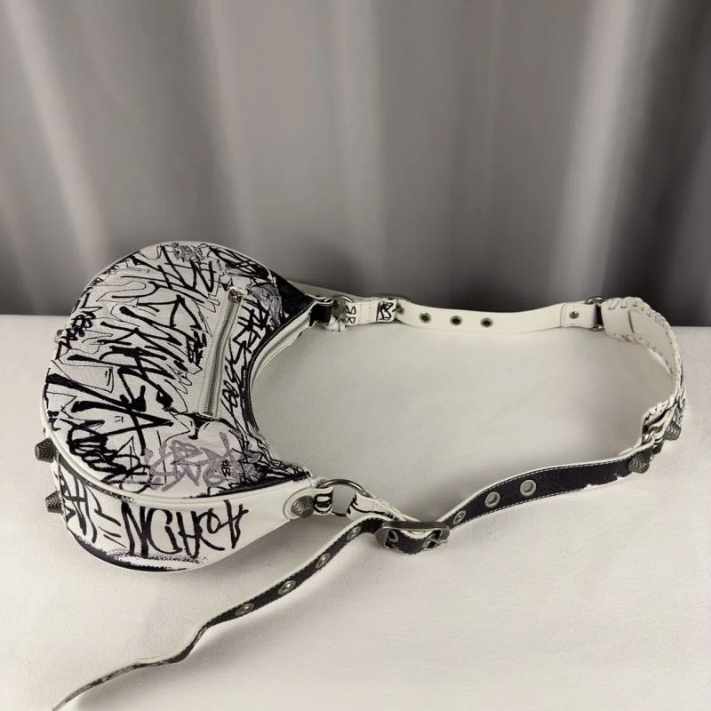 Brand-original Balenciaga Graffiti Le Cagole Half-Moon Crossbody Bag