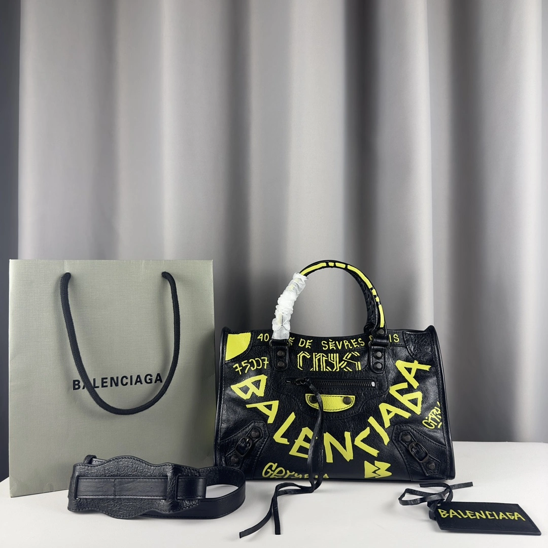 Balenciaga Graffiti Mini City Sheepskin Handmade Bag