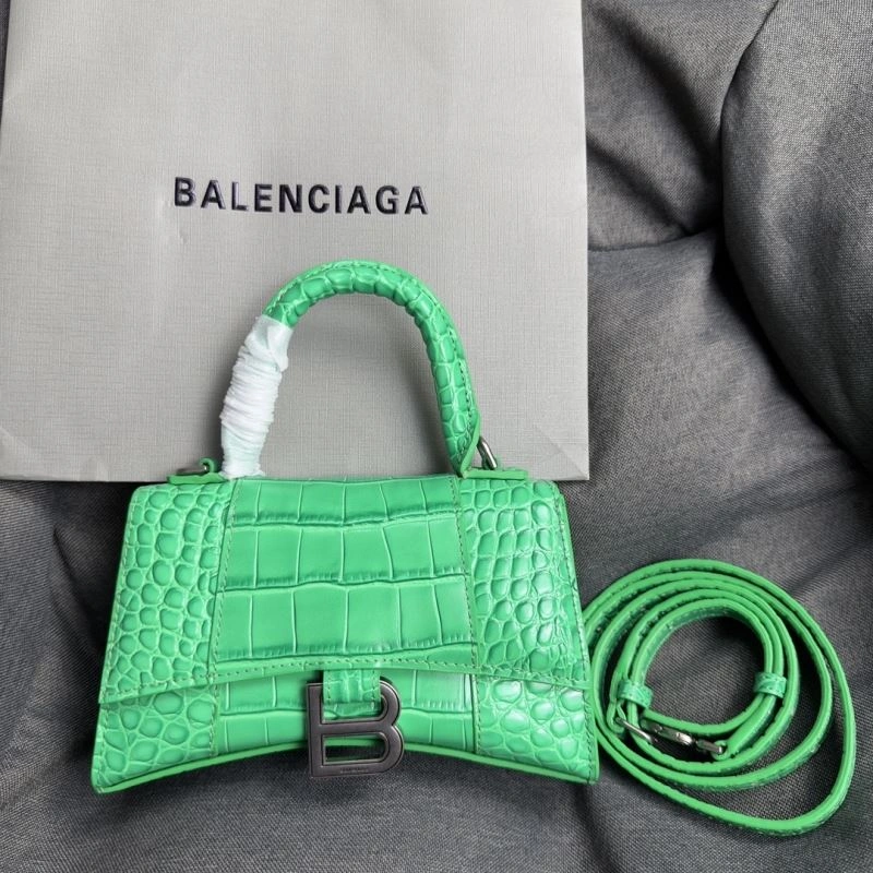 Balenciaga Grass Green Croc Pattern Hourglass XS Bag