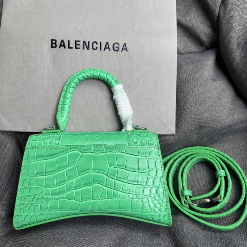 Authentic Balenciaga Grass Green Croc Pattern Hourglass XS Bag
