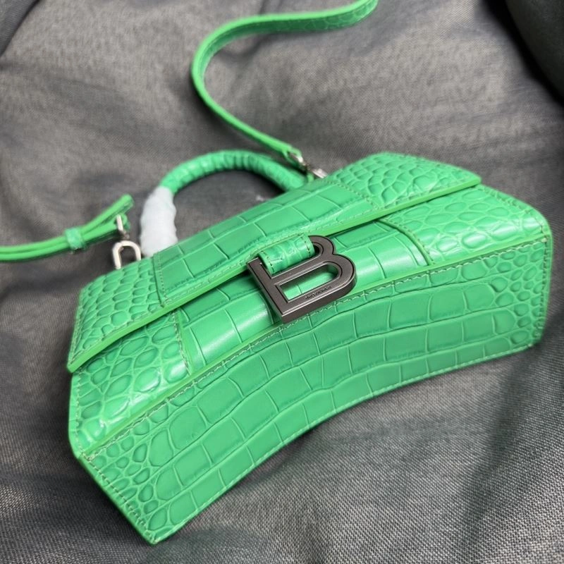 Authentic Balenciaga Grass Green Croc Pattern Hourglass XS Bag