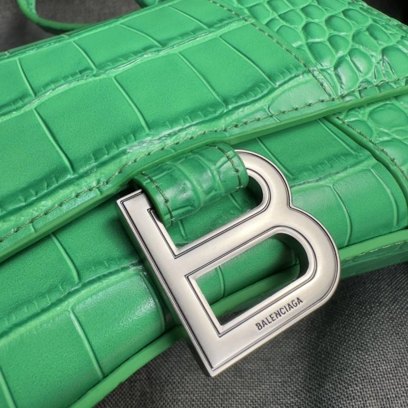 Authentic Balenciaga Grass Green Croc Pattern Hourglass XS Bag