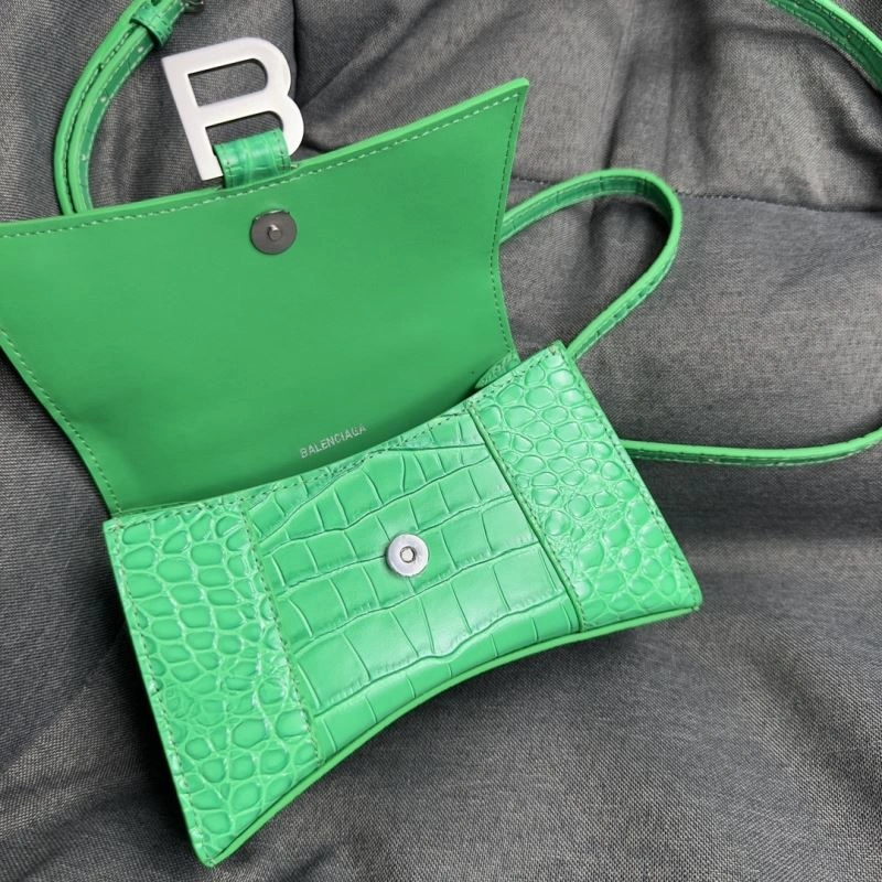 Authentic Balenciaga Grass Green Croc Pattern Hourglass XS Bag