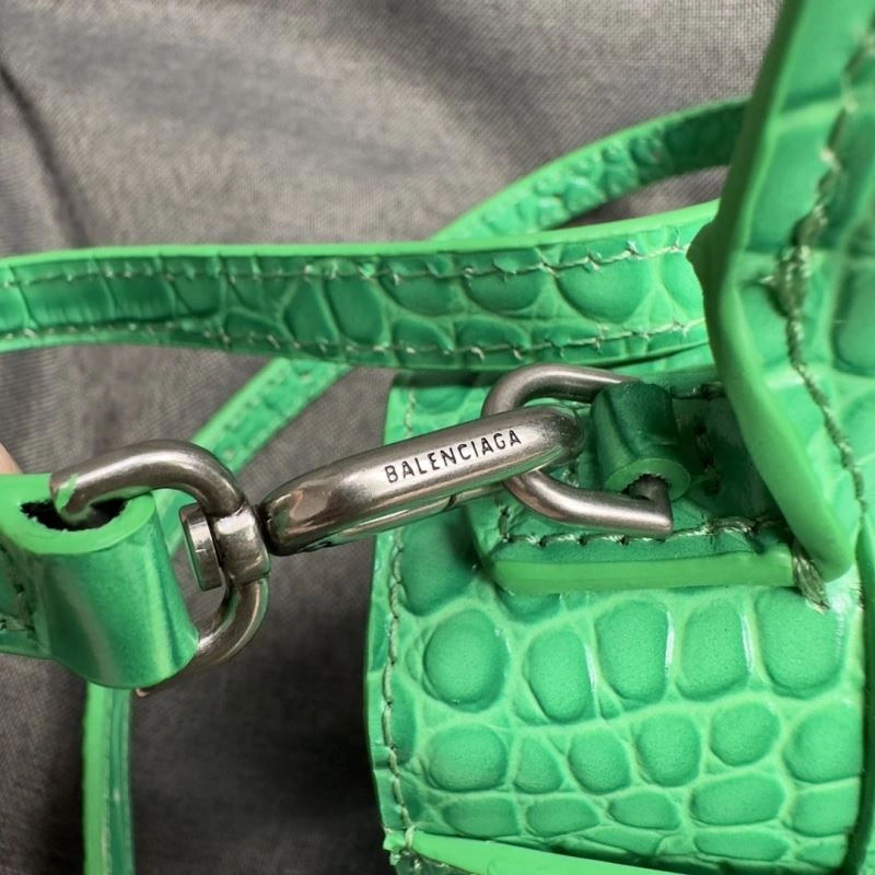 Authentic Balenciaga Grass Green Croc Pattern Hourglass XS Bag