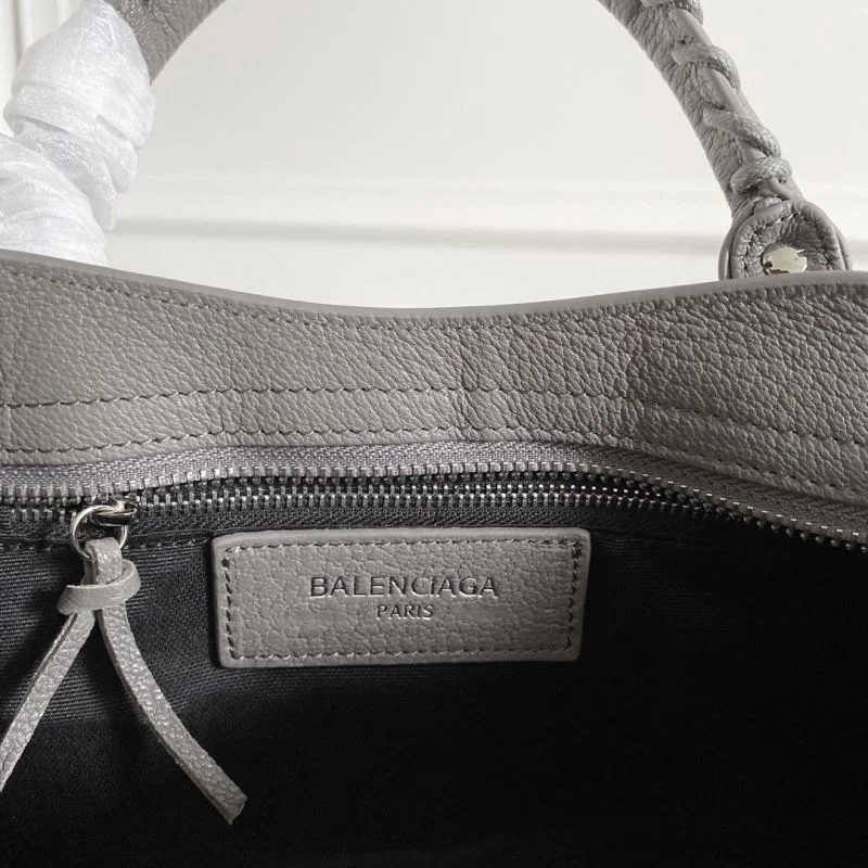 Value-priced Balenciaga Gray Goatskin Motorcycle Bag with Silver Studs