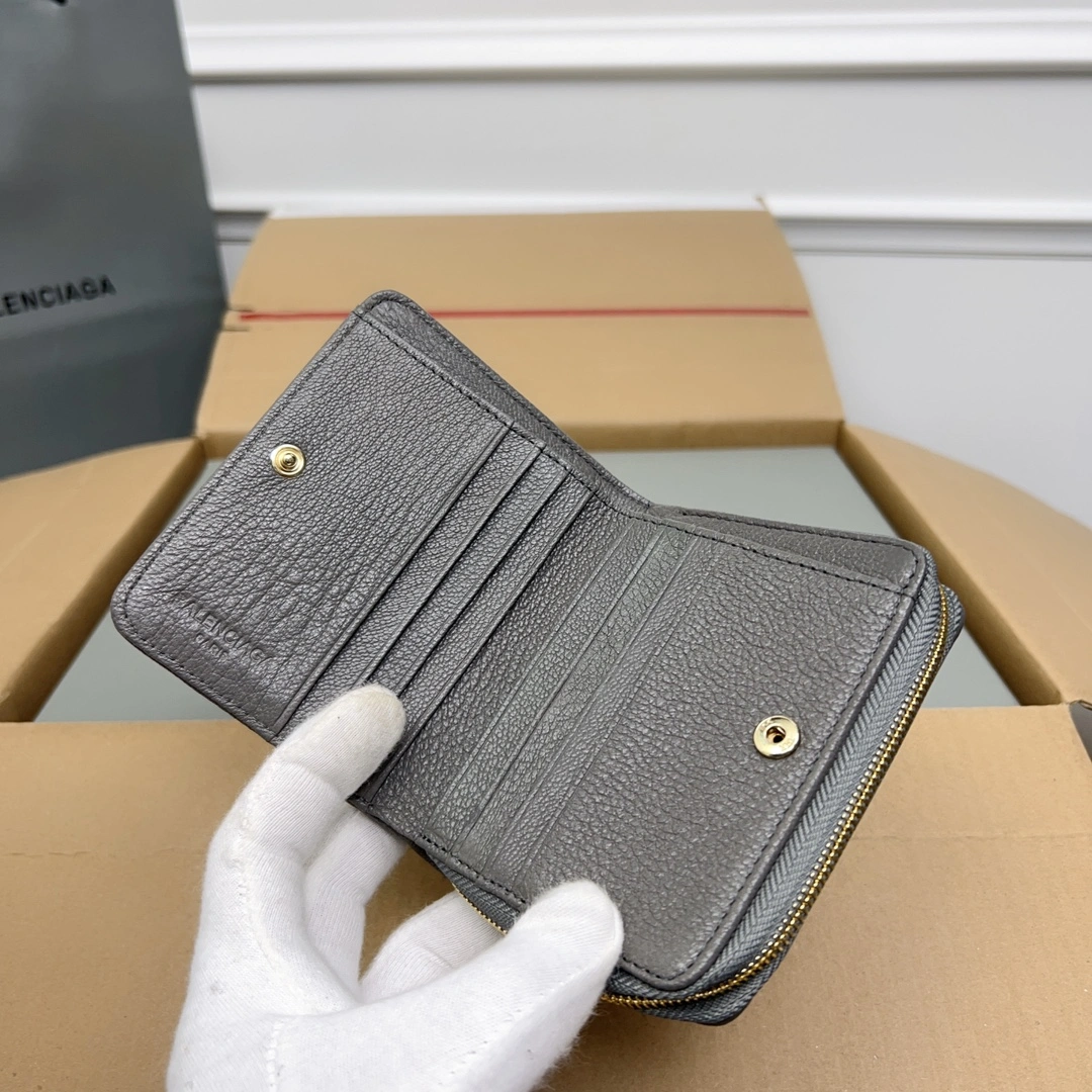 Brand-original Balenciaga Gray Retro Goat Leather Mini Bag with Compartments