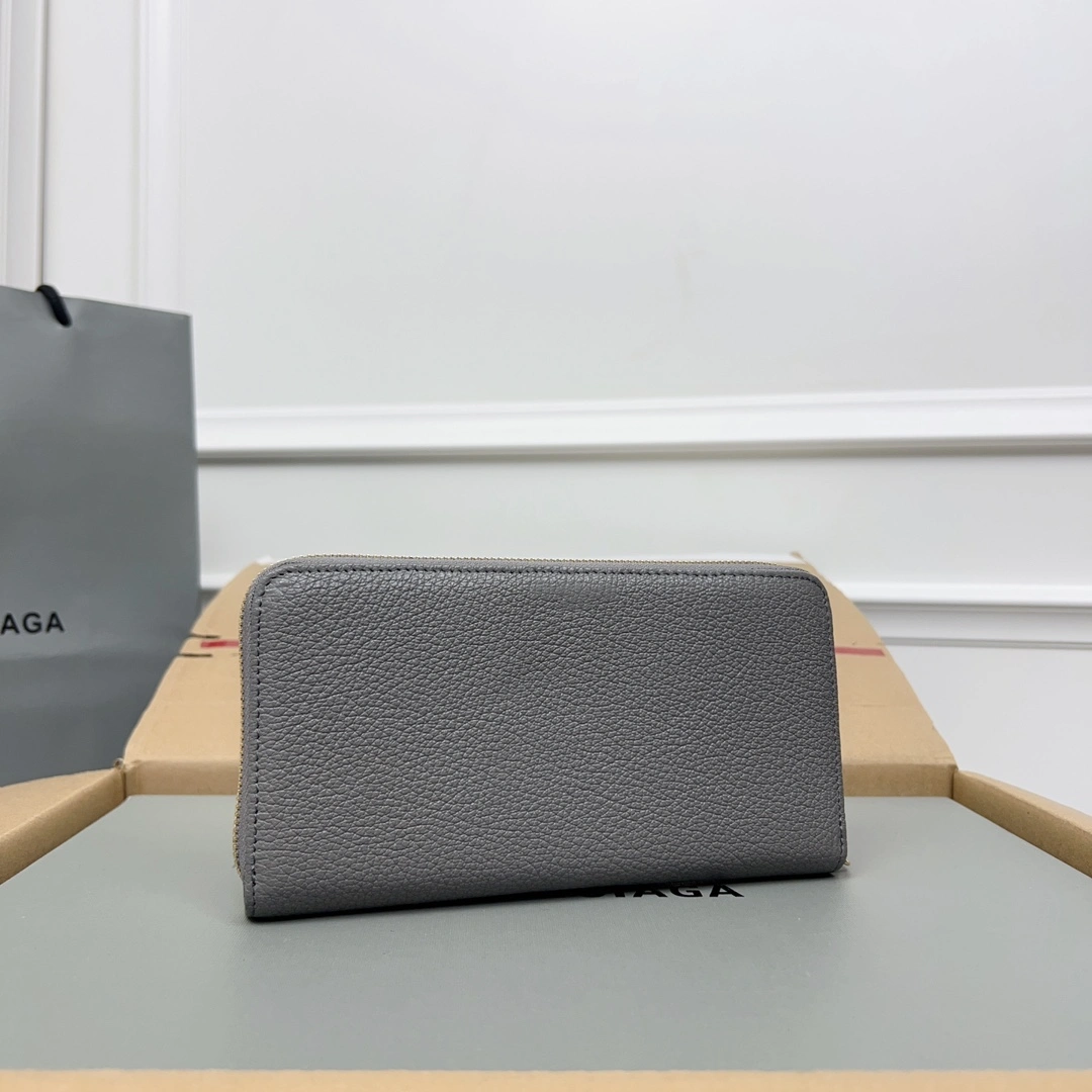 Perfect replica Balenciaga Gray Retro Zip Goat Leather Motorcycle Wallet