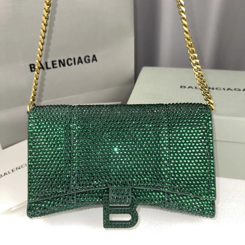 Affordable Balenciaga Green Diamond Rhinestone Hourglass Bag byBalenciaga ga