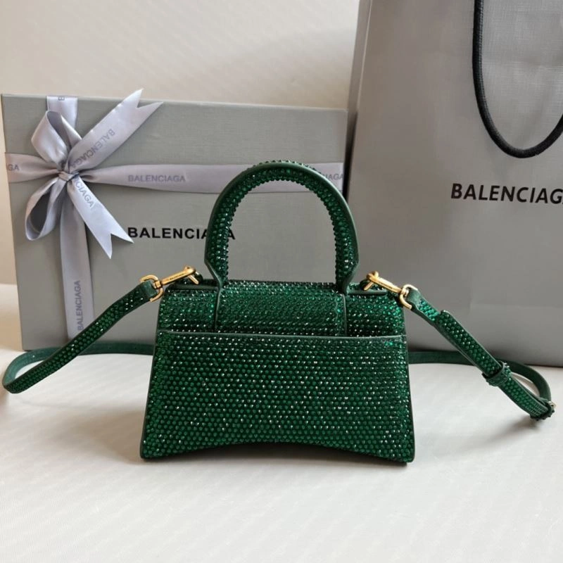High accuracy Balenciaga Green Rhinestone Hourglass Bag - XS Glamour Edition