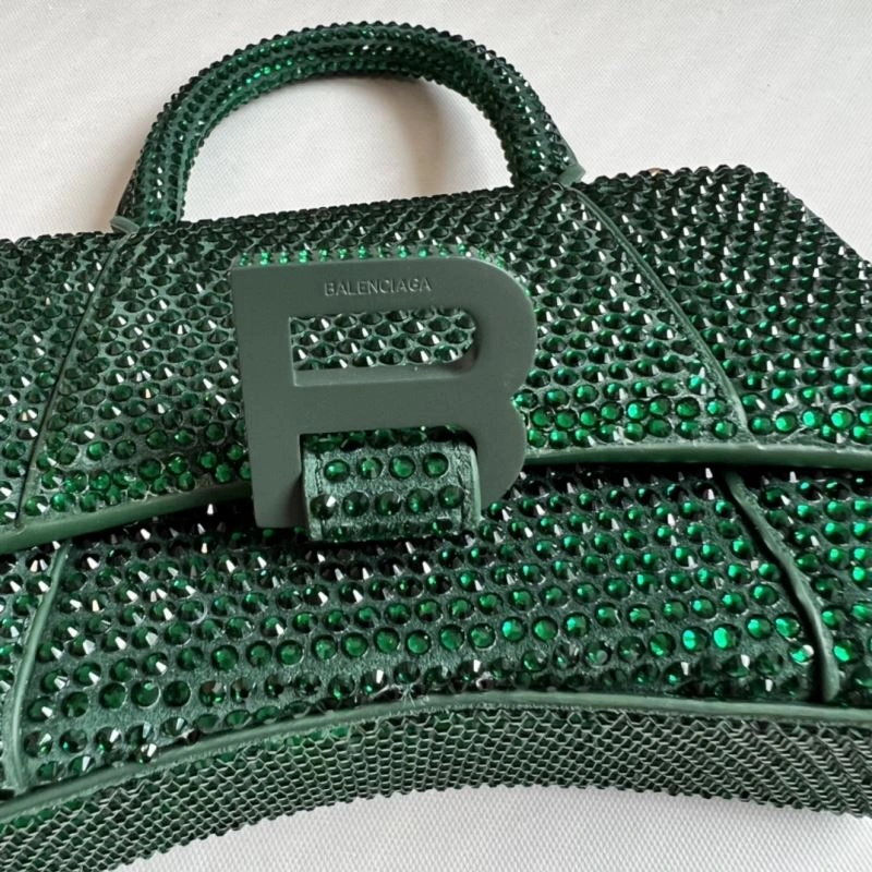 High accuracy Balenciaga Green Rhinestone Hourglass Bag - XS Glamour Edition