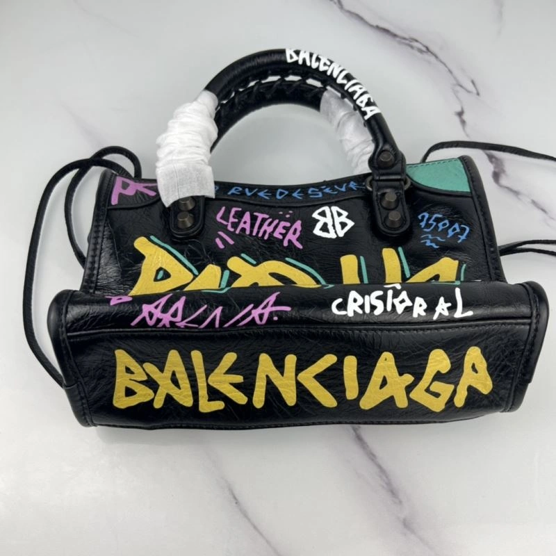 Official Balenciaga Handmade Graffiti Mini City Bag - Luxurious Lambskin Design