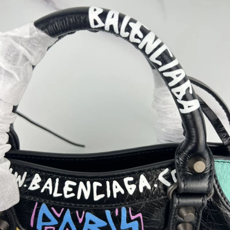 Official Balenciaga Handmade Graffiti Mini City Bag - Luxurious Lambskin Design