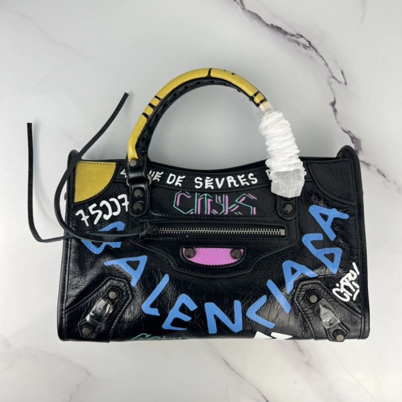 Inexpensive Balenciaga Handmade Graffiti Sheep Leather Bag - 30cm Cute Design