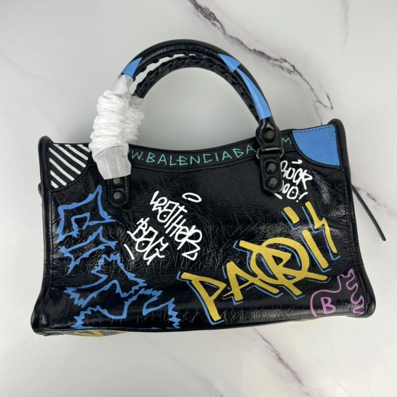 Inexpensive Balenciaga Handmade Graffiti Sheep Leather Bag - 30cm Cute Design