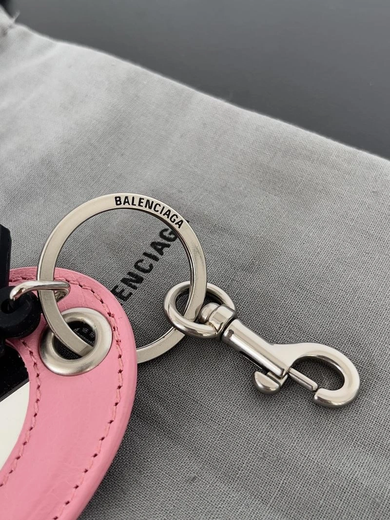 Official Balenciaga Heart Mirror Charm Keychain with Sheepskin Pendant
