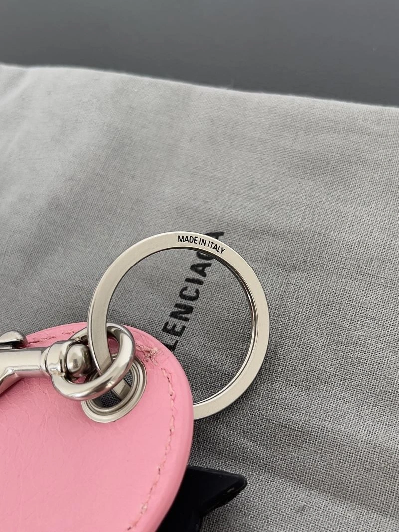 Official Balenciaga Heart Mirror Charm Keychain with Sheepskin Pendant