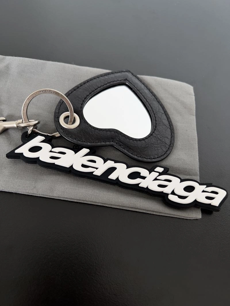 Top mirror Balenciaga Heart Mirror Charm Keychain with Sheepskin Pendant