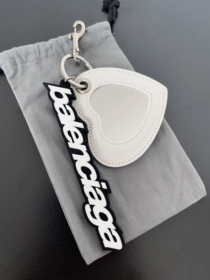 Balenciaga Heart Mirror Keychain with Lambskin Charm