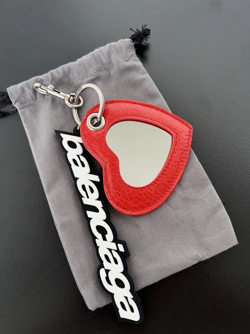 Balenciaga Heart Mirror Keychain with Sheepskin Charm