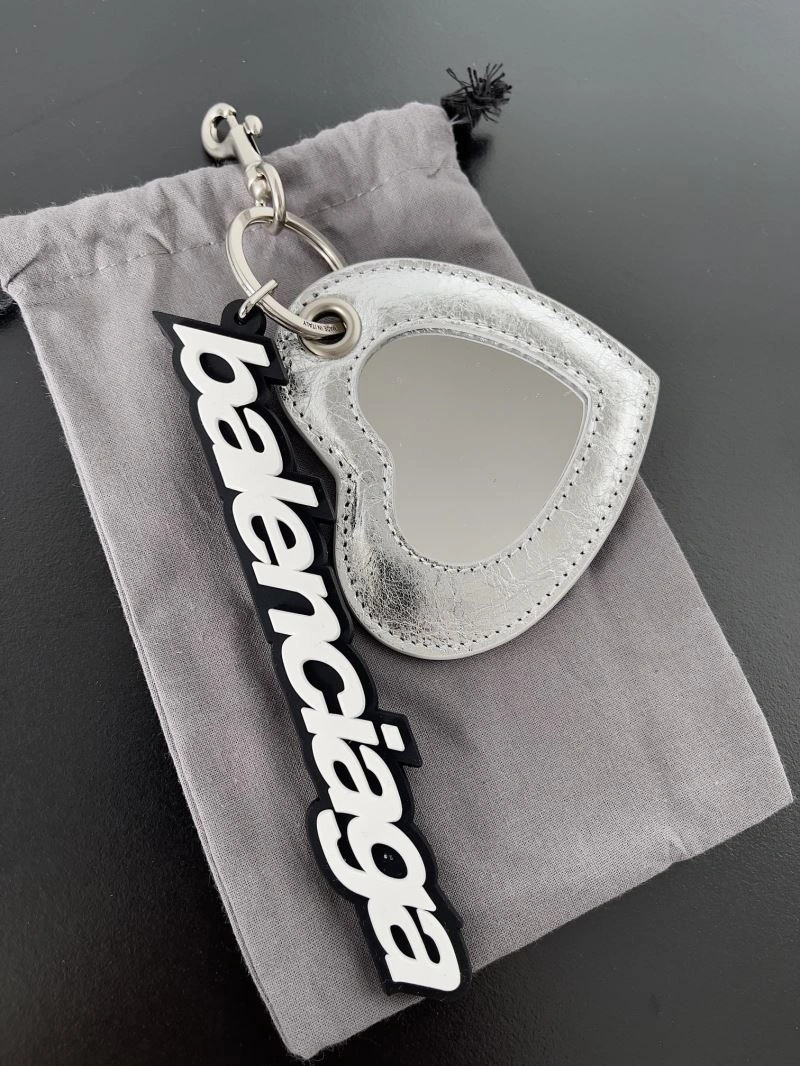 Balenciaga Heart Mirror Pendant Keychain in Sheepskin