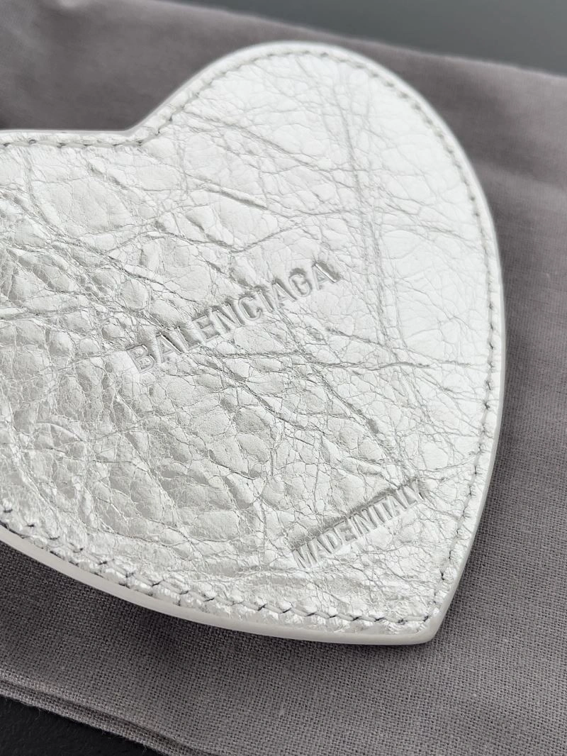 Exact replica Balenciaga Heart Mirror Pendant Keychain in Sheepskin