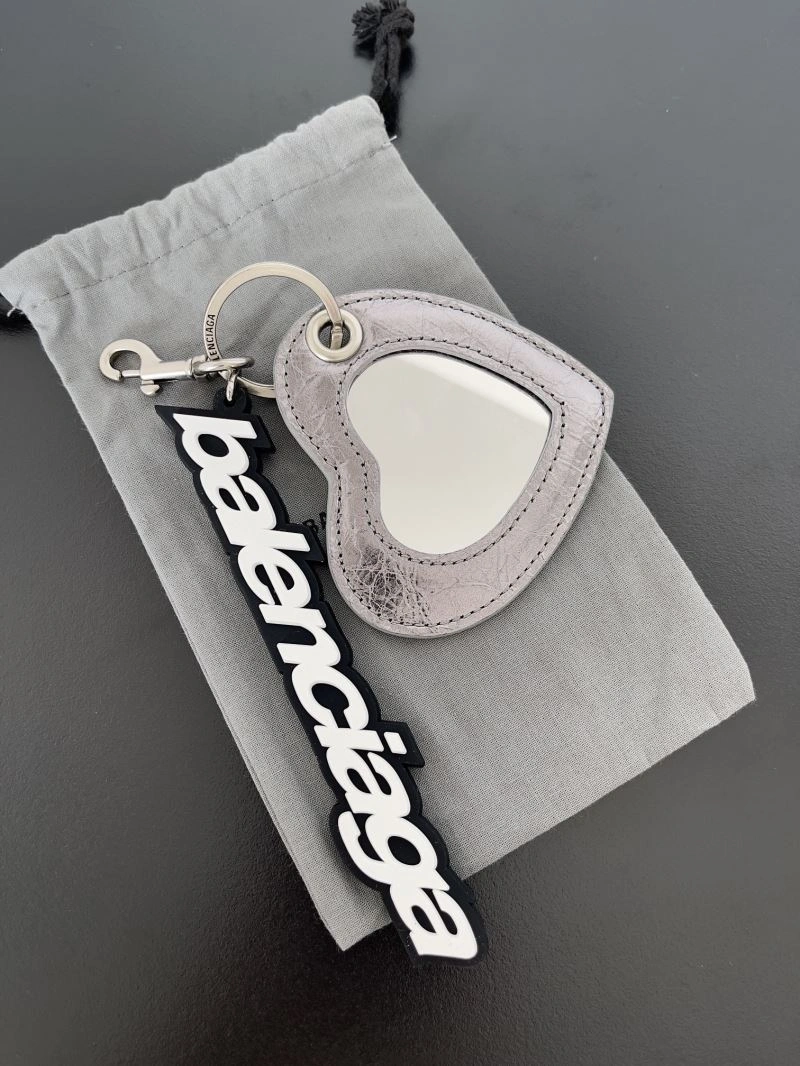 Balenciaga Heart-Shaped Leather Mirror Keychain Pendant