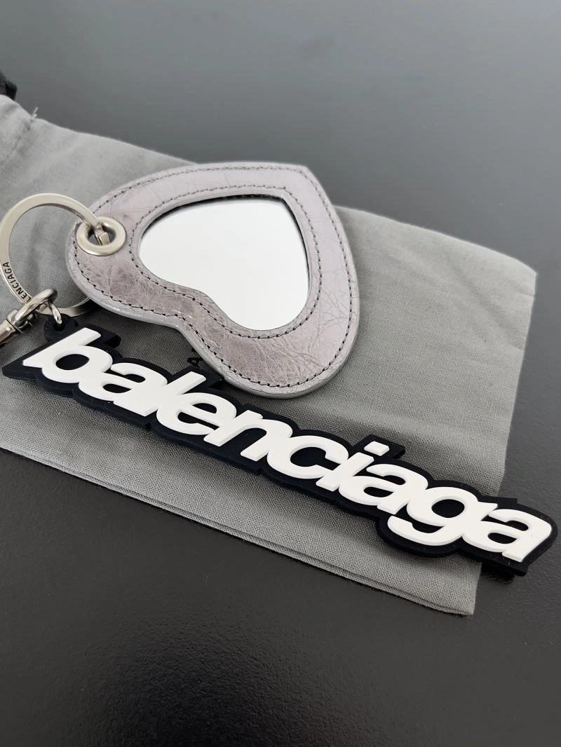 Brand-authenticated Balenciaga Heart-Shaped Leather Mirror Keychain Pendant