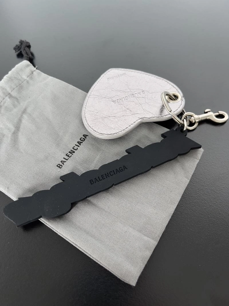 Brand-authenticated Balenciaga Heart-Shaped Leather Mirror Keychain Pendant