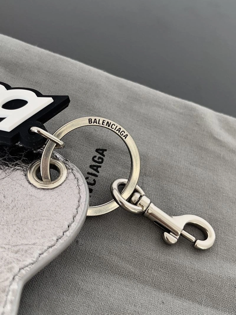 Brand-authenticated Balenciaga Heart-Shaped Leather Mirror Keychain Pendant