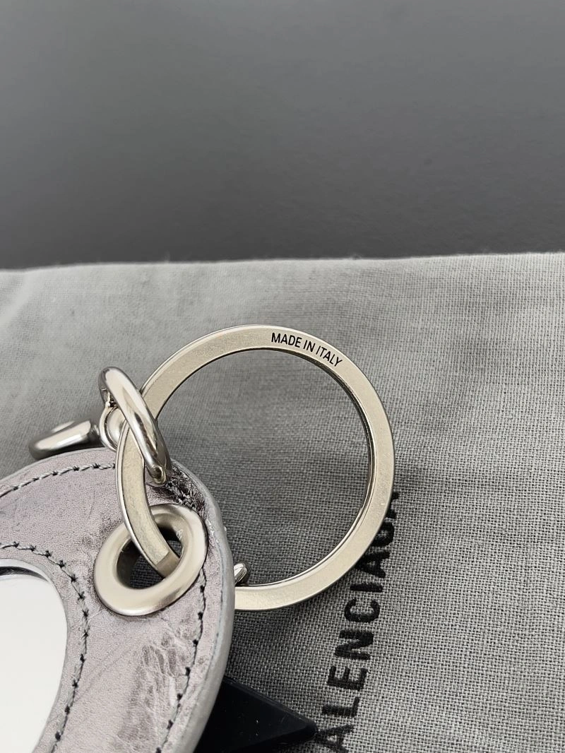 Brand-authenticated Balenciaga Heart-Shaped Leather Mirror Keychain Pendant