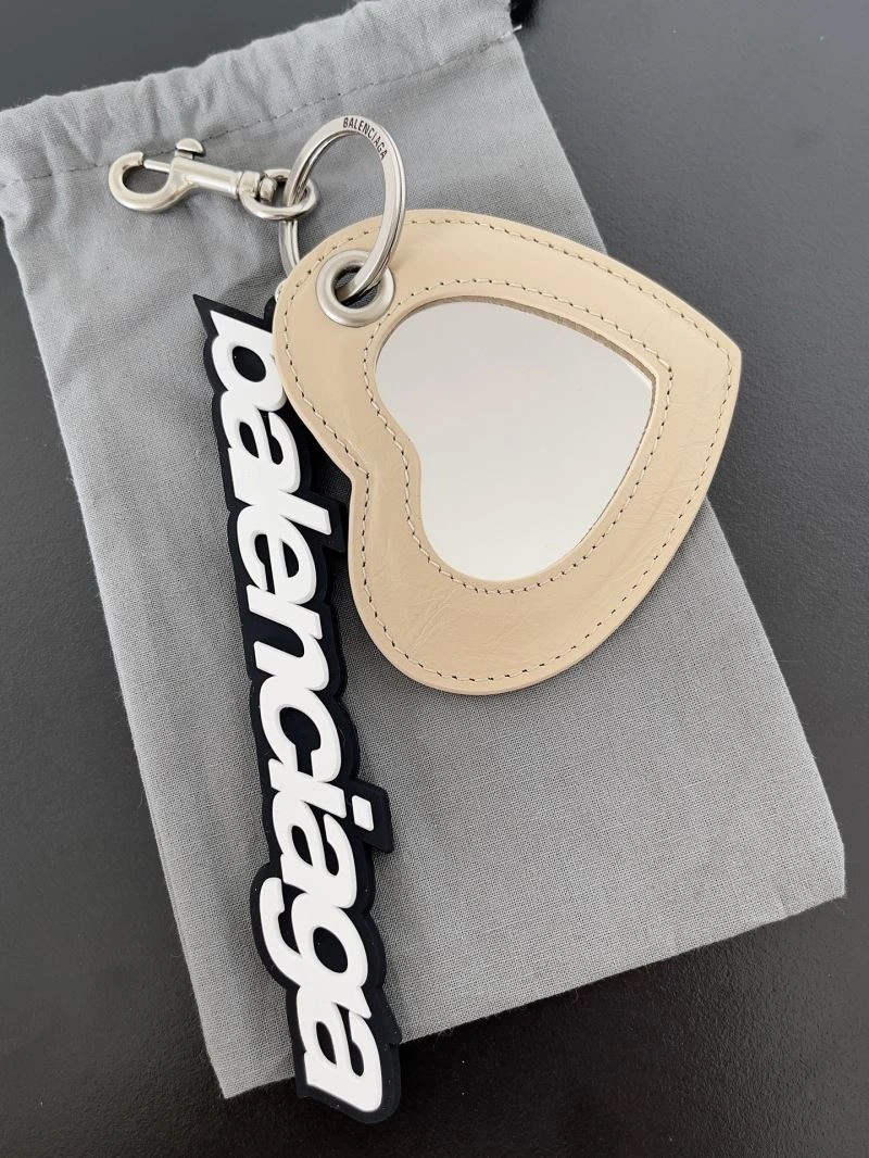 Balenciaga Heart-Shaped Sheepskin Mirror Keychain Charm