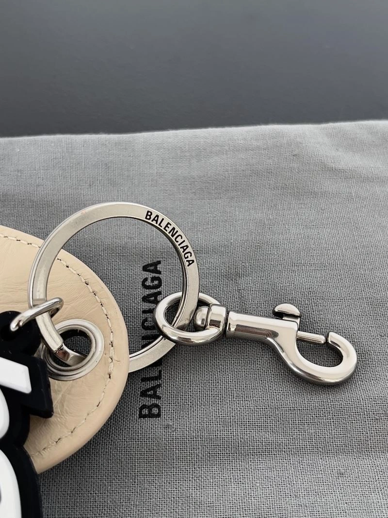 Brand-authenticated Balenciaga Heart-Shaped Sheepskin Mirror Keychain Charm