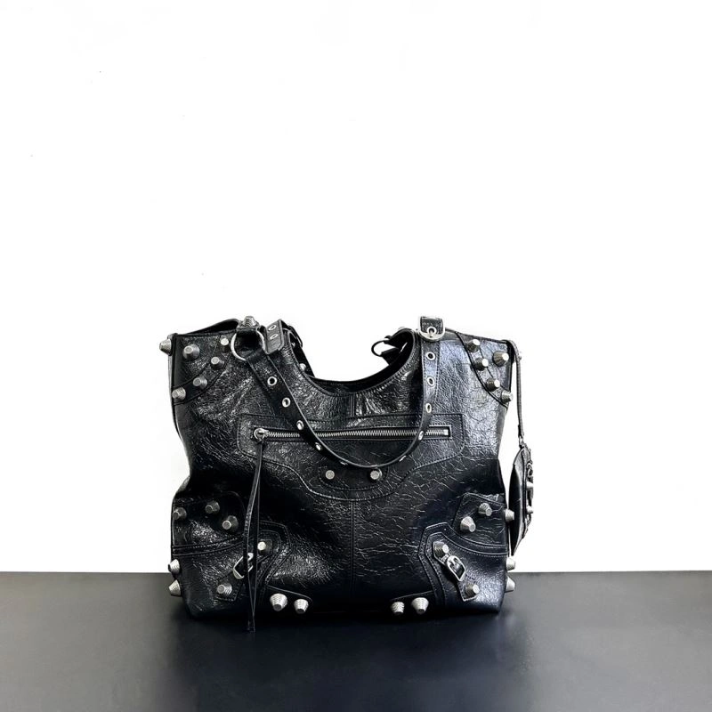 Balenciaga High-Quality Leather Motorcycle-Inspired Large Tote Bag