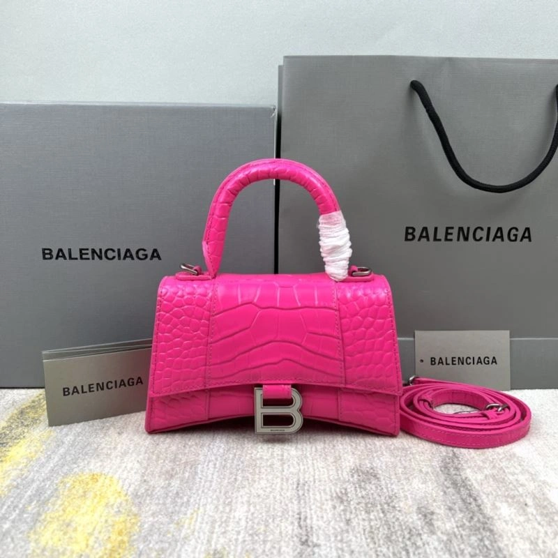 Balenciaga Hot Pink Crocodile Hourglass Bag - XS Size