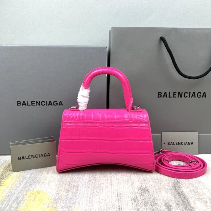 Value-priced Balenciaga Hot Pink Crocodile Hourglass Bag - XS Size