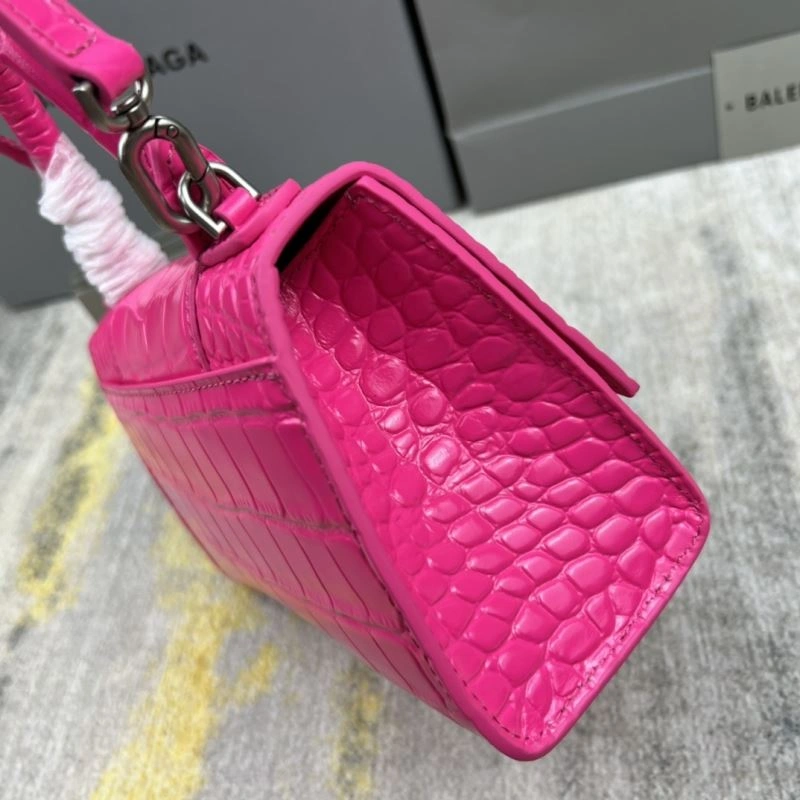 Value-priced Balenciaga Hot Pink Crocodile Hourglass Bag - XS Size