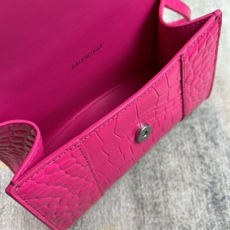 Value-priced Balenciaga Hot Pink Crocodile Hourglass Bag - XS Size